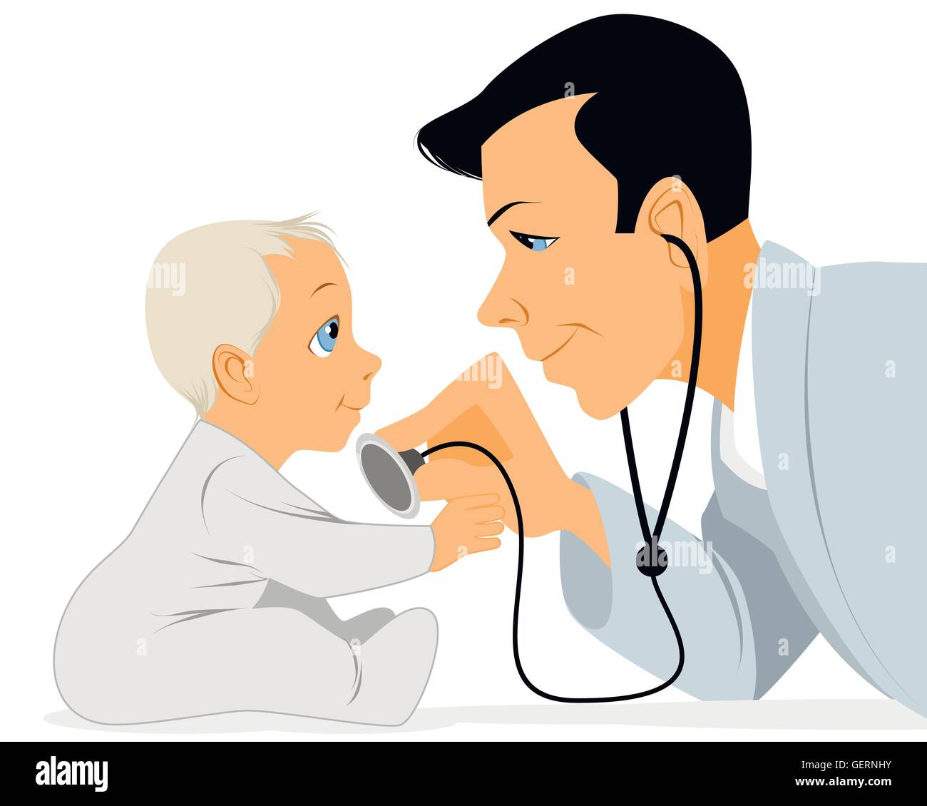 Vector illustration of a doctor examines baby Stock Vector Image & Art ...