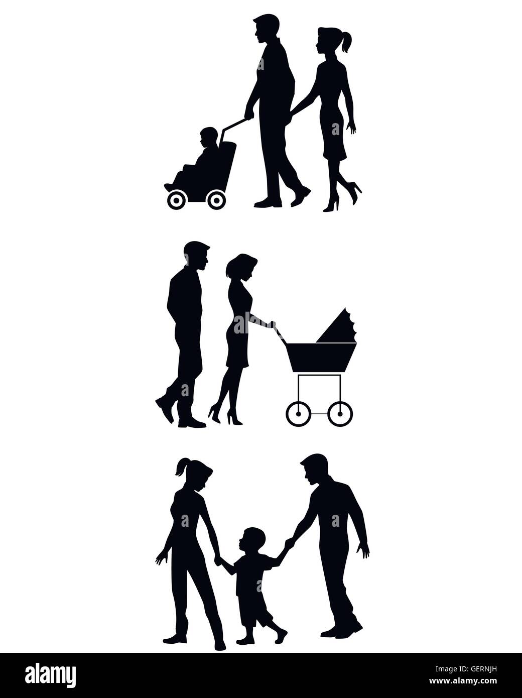Vector illustration of a family on walk set Stock Vector Image & Art ...