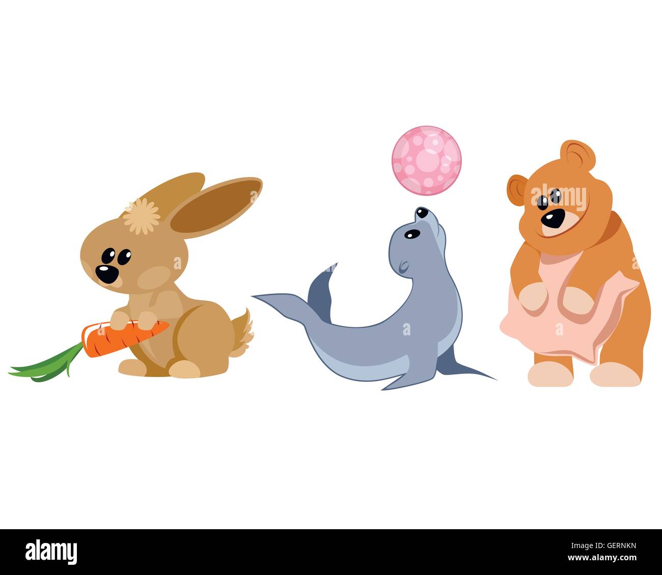 Vector illustration of a three funny animals Stock Vector Image & Art ...