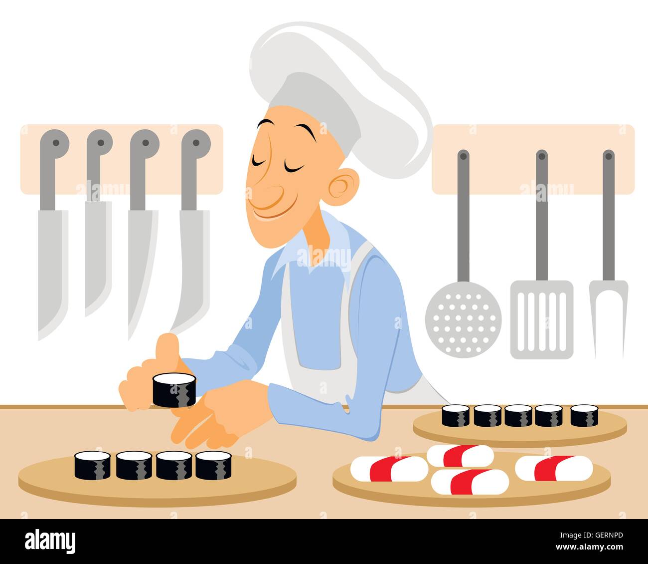 Illustrated Sushi Chef
