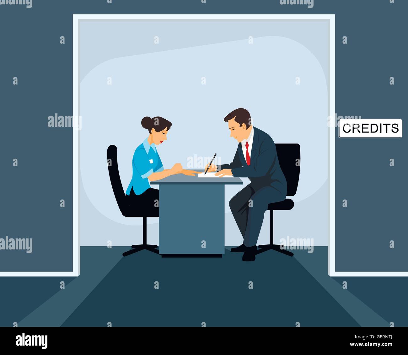 Vector illustration of a man in credit department Stock Vector Image ...