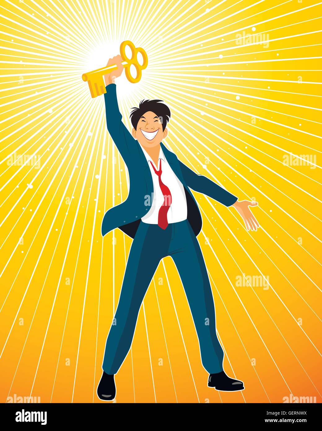 Vector illustration of a man with golden key Stock Vector Image & Art ...
