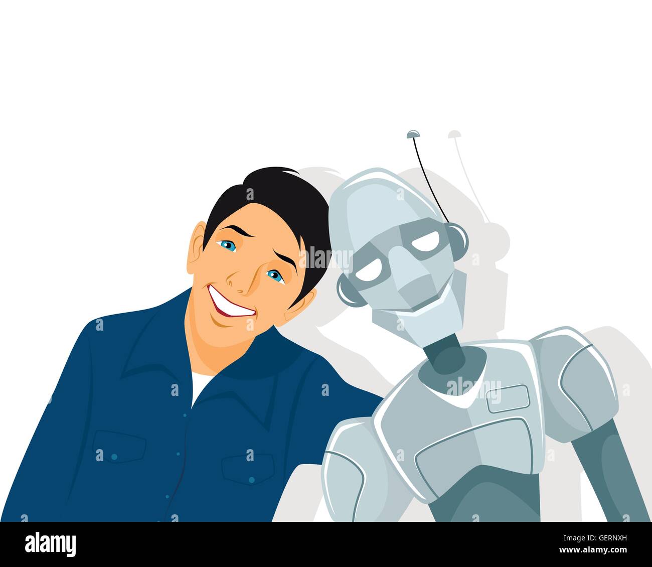 Vector illustration of a friends - boy and robot Stock Vector Image ...