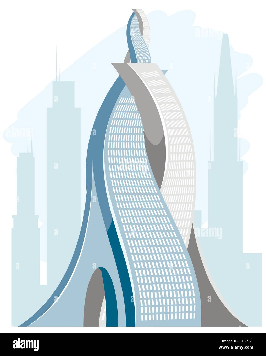 Vector illustration of a big futuristic skyscraper Stock Vector Image ...