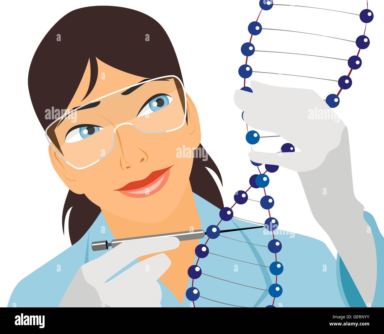 Vector illustration of a geneticist with DNA molecule Stock Vector ...