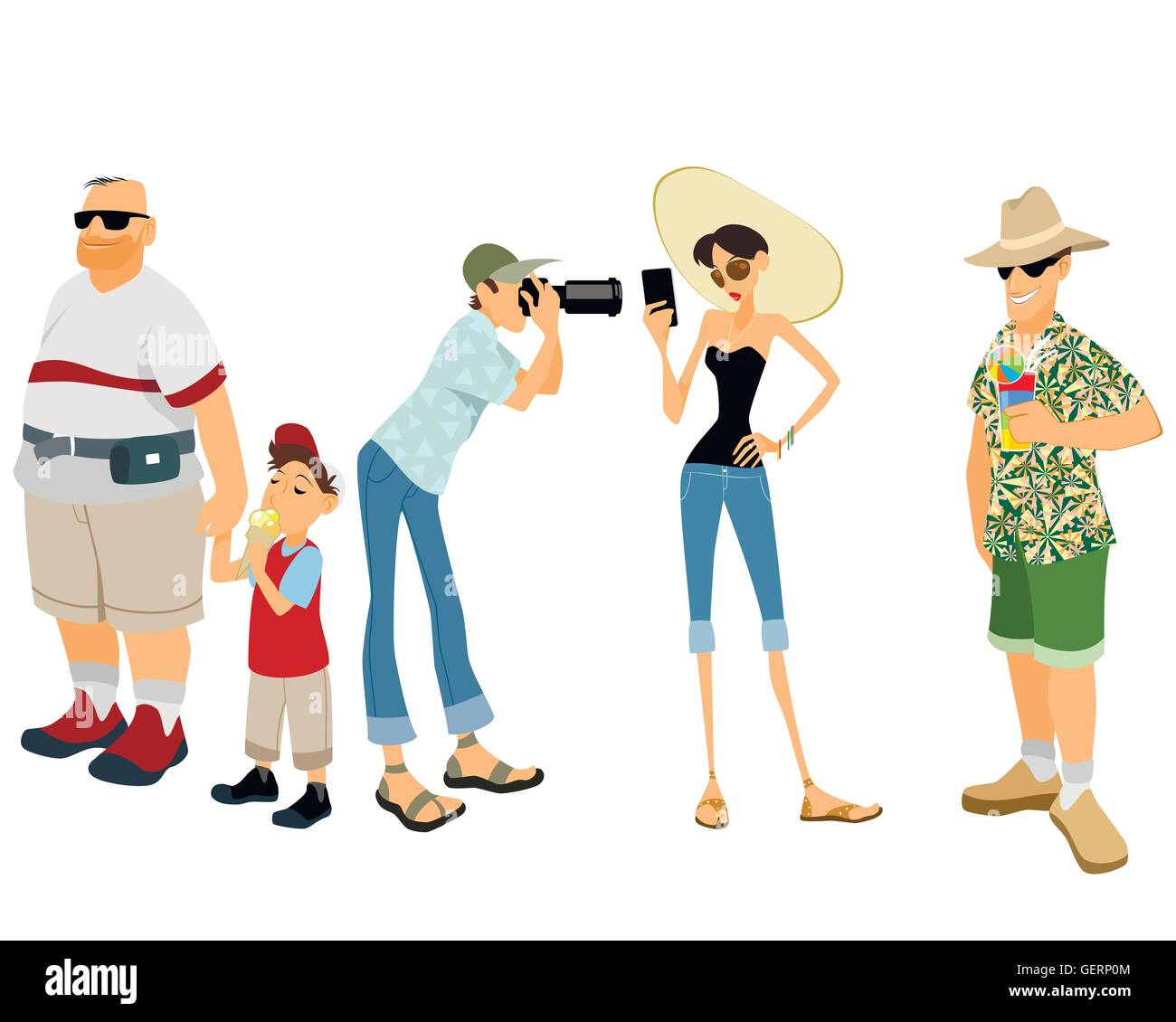 Vector illustration of a funny tourist set Stock Vector Image & Art - Alamy