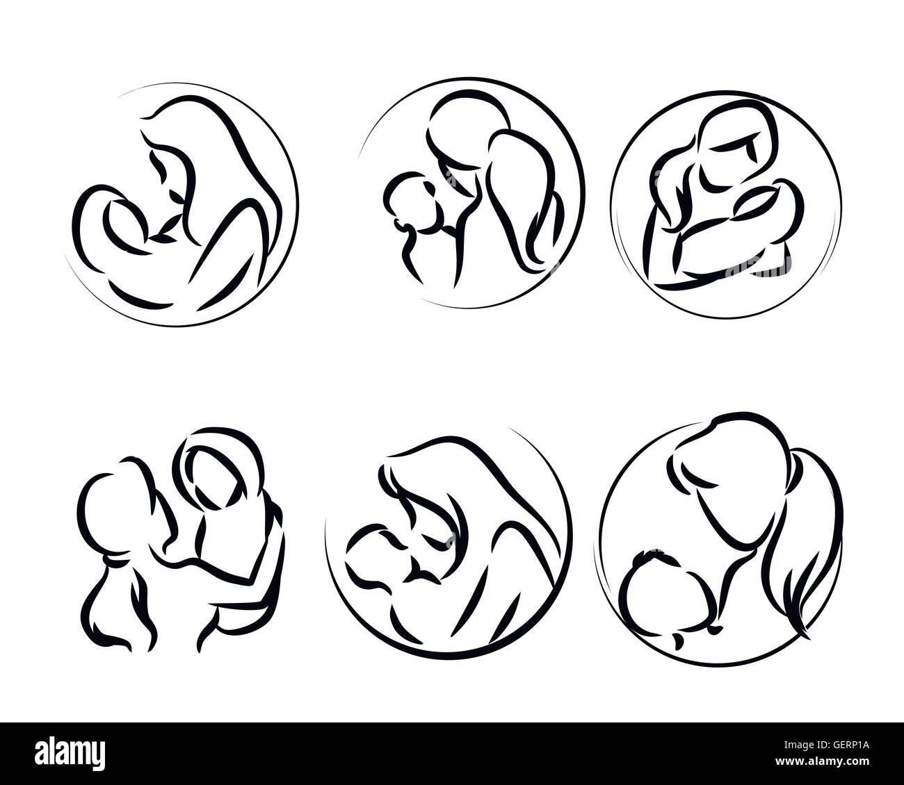 Vector illustration of a mother and child set Stock Vector Image & Art ...