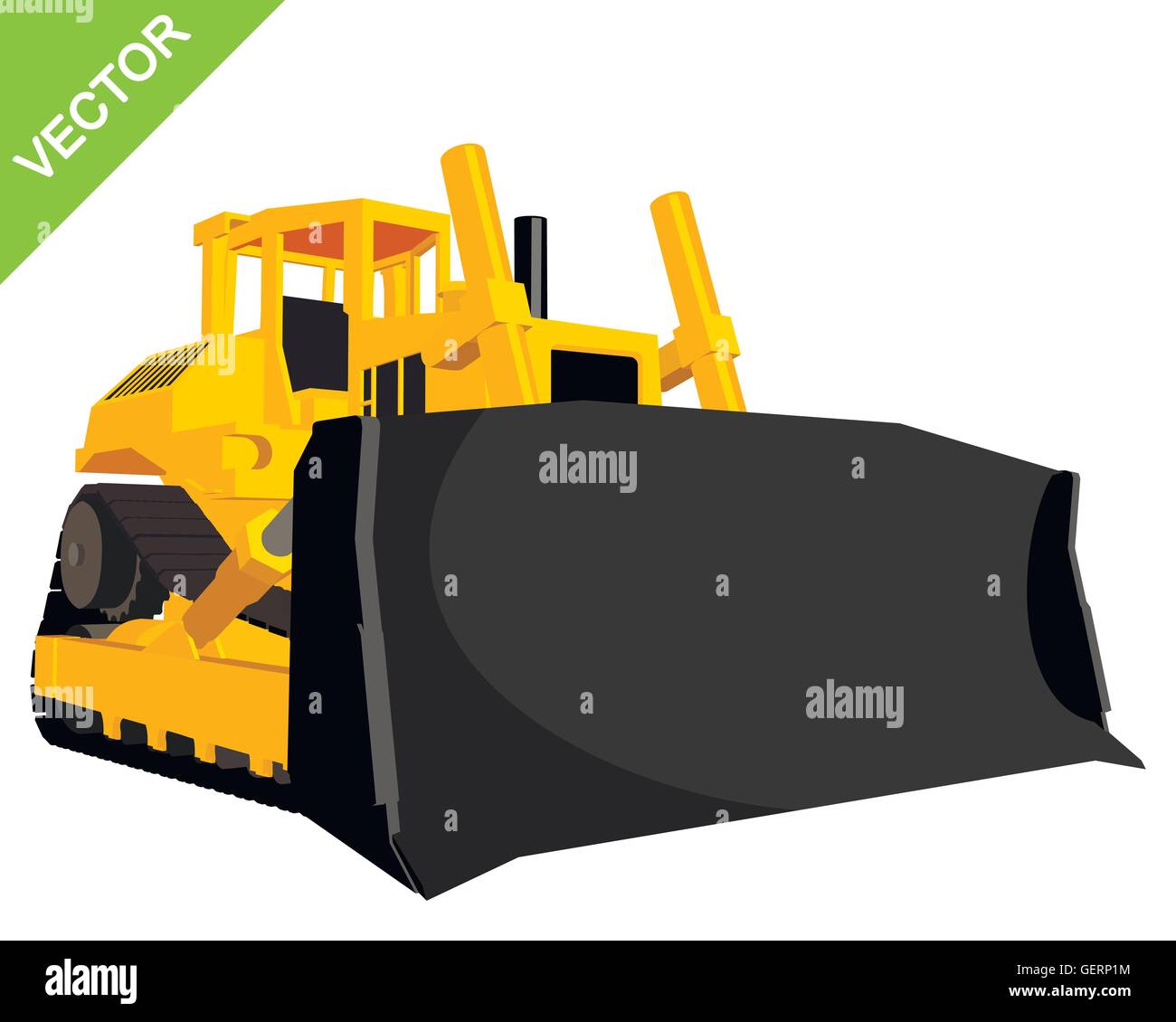 Vector illustration of a big yellow bulldozer Stock Vector Image & Art ...