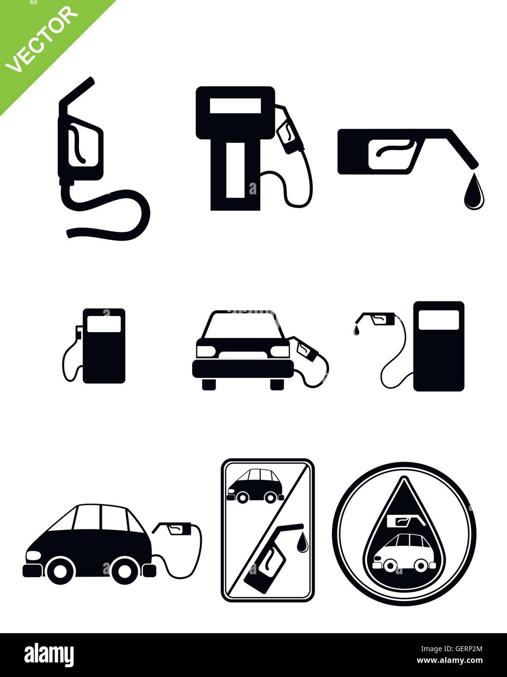 Vector illustration of a refueling station icons Stock Vector Image ...