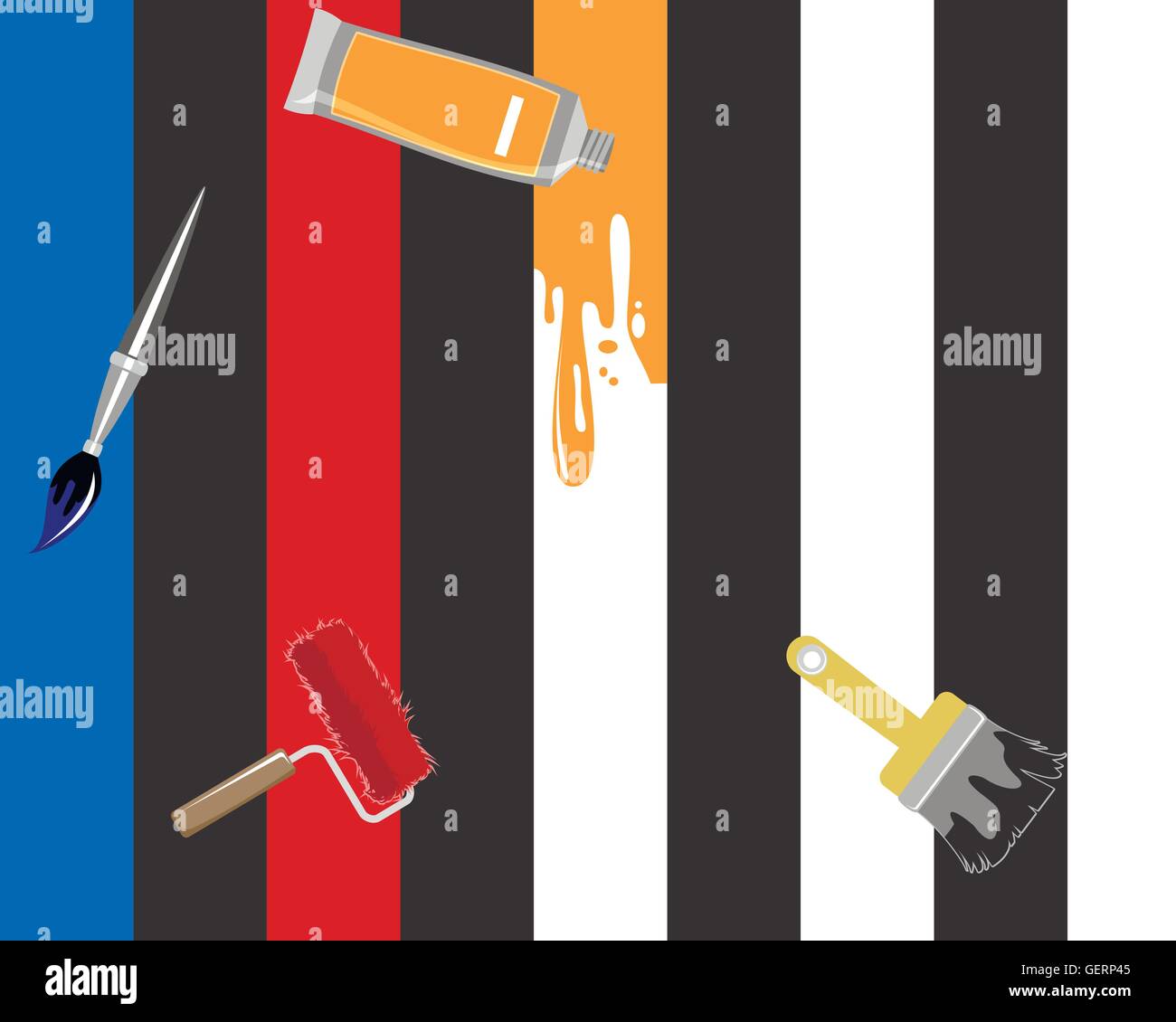 Vector illustration of a color stripes and tools Stock Vector Image ...