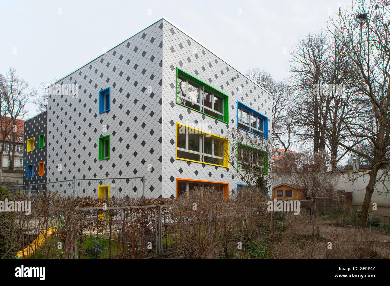 Berlin, Germany, reconstructed buildings of Kita Stock Photo - Alamy