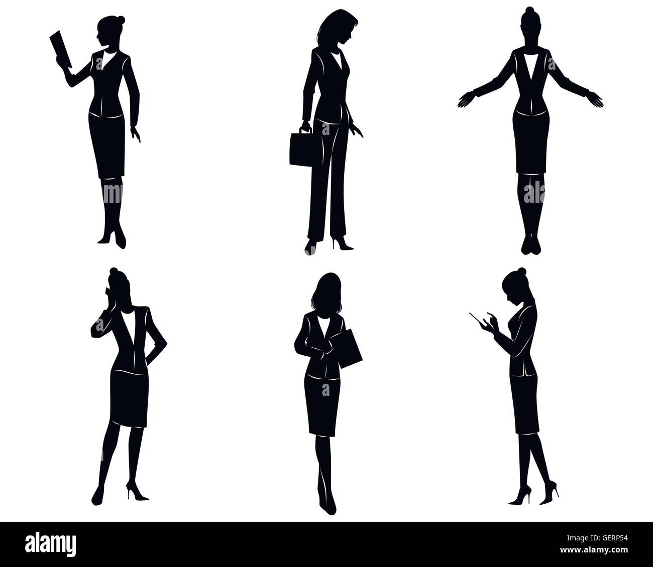 Vector illustration of a six businesswomen silhouettes Stock Vector ...