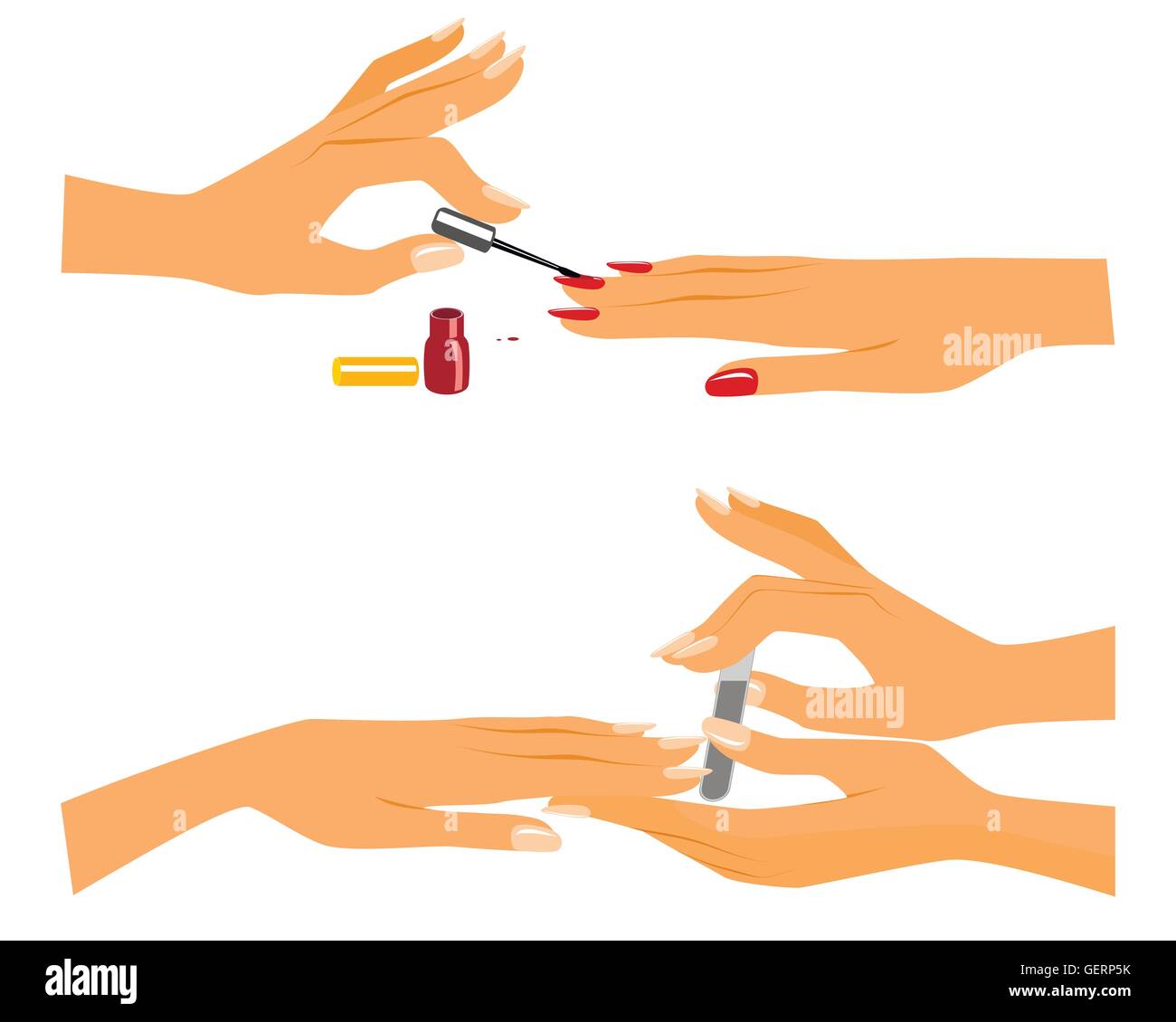 Vector illustration of a girl doing a manicure Stock Vector Image & Art ...
