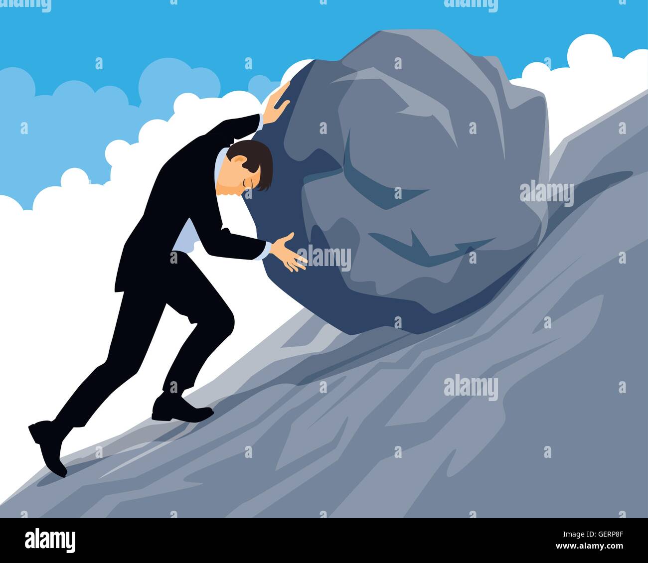 Pushing rock uphill hi-res stock photography and images - Alamy