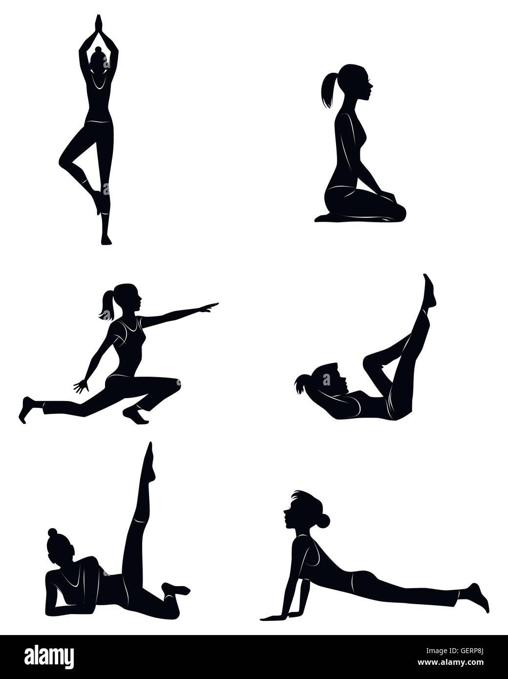 Vector illustration of a girl doing exercises Stock Vector Image & Art ...