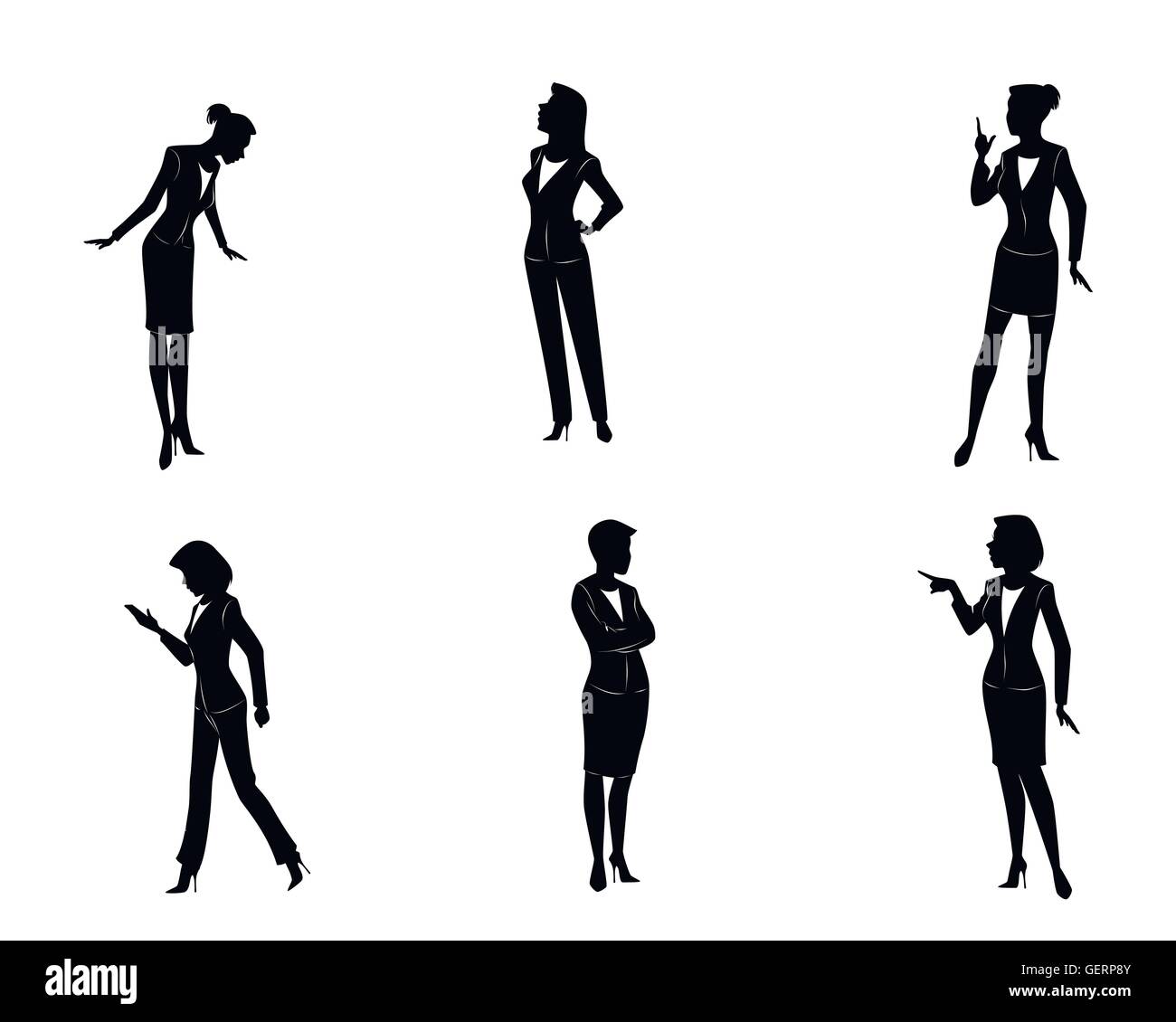 Vector illustration of a six businesswomen silhouettes Stock Vector ...