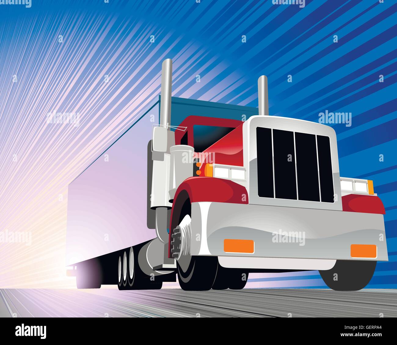 Vector illustration of a truck hurtling down the road Stock Vector ...