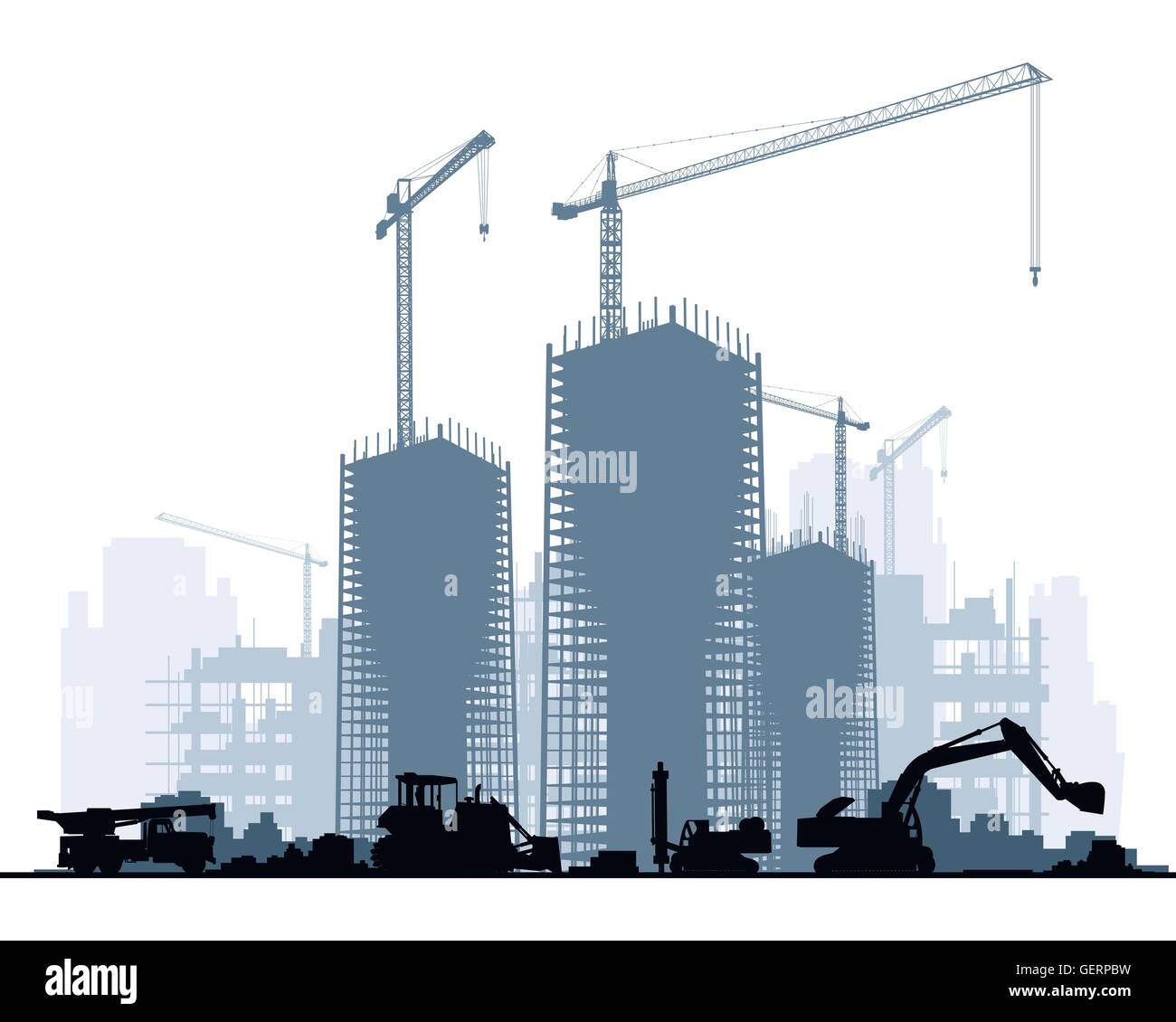 Vector illustration of a building and construction machinery Stock ...