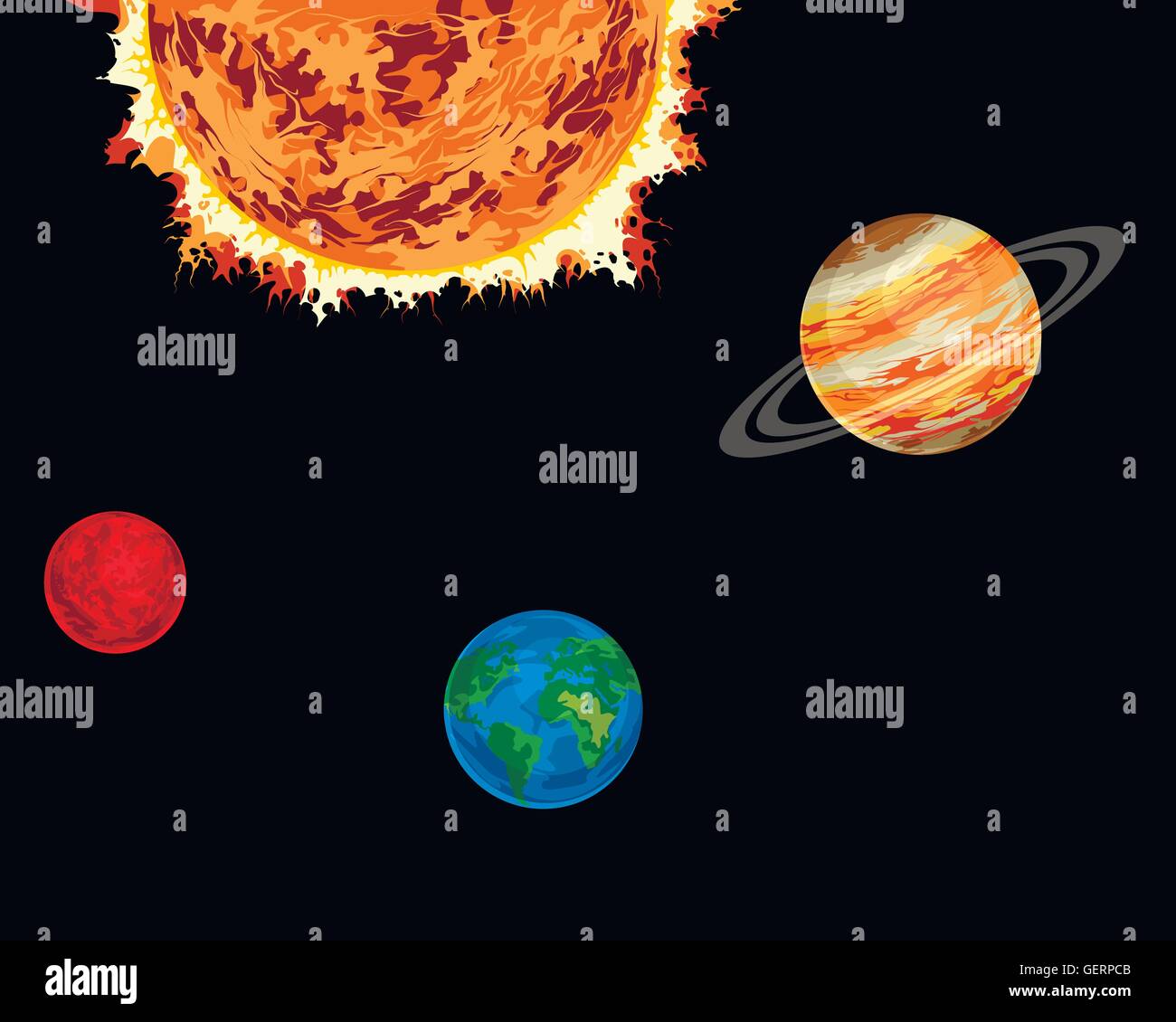 Vector illustration of a planets and sun Stock Vector Image & Art - Alamy