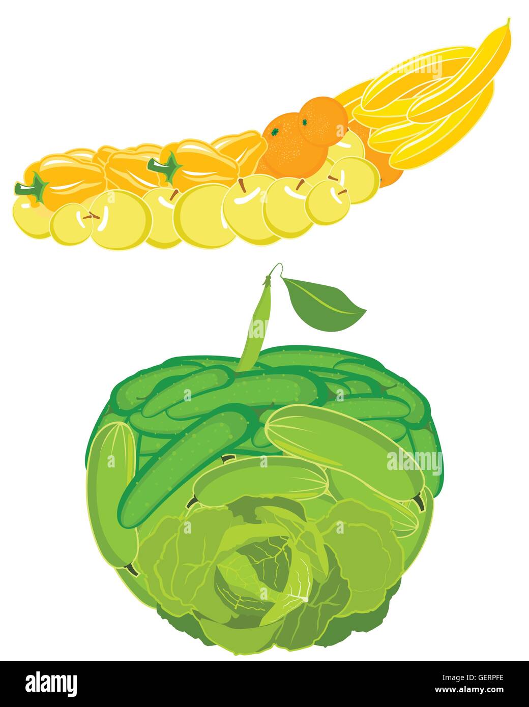 Vector illustration of a banana and apple Stock Vector Image & Art - Alamy