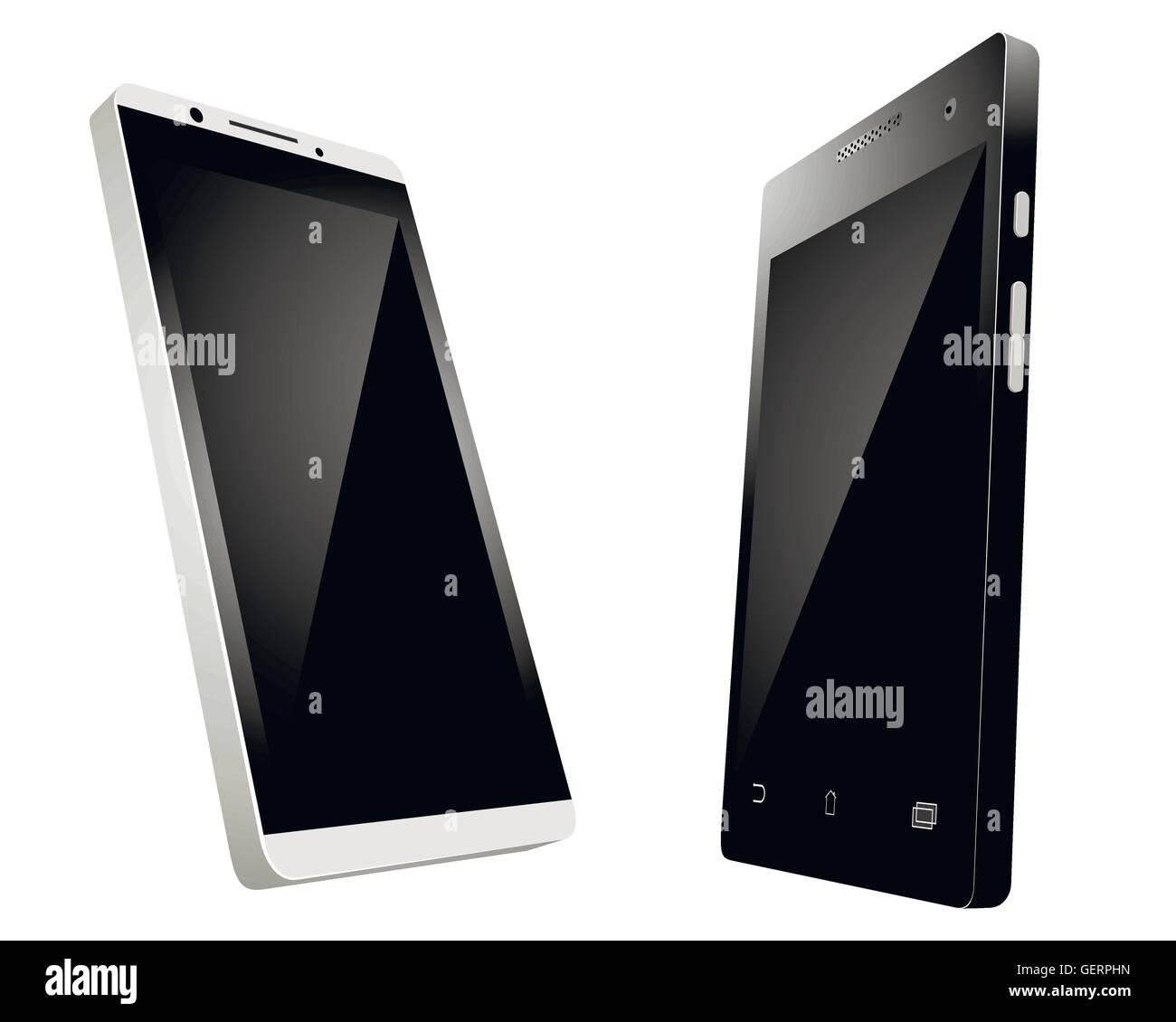 Vector illustration of a two smartphones on white Stock Vector Image ...