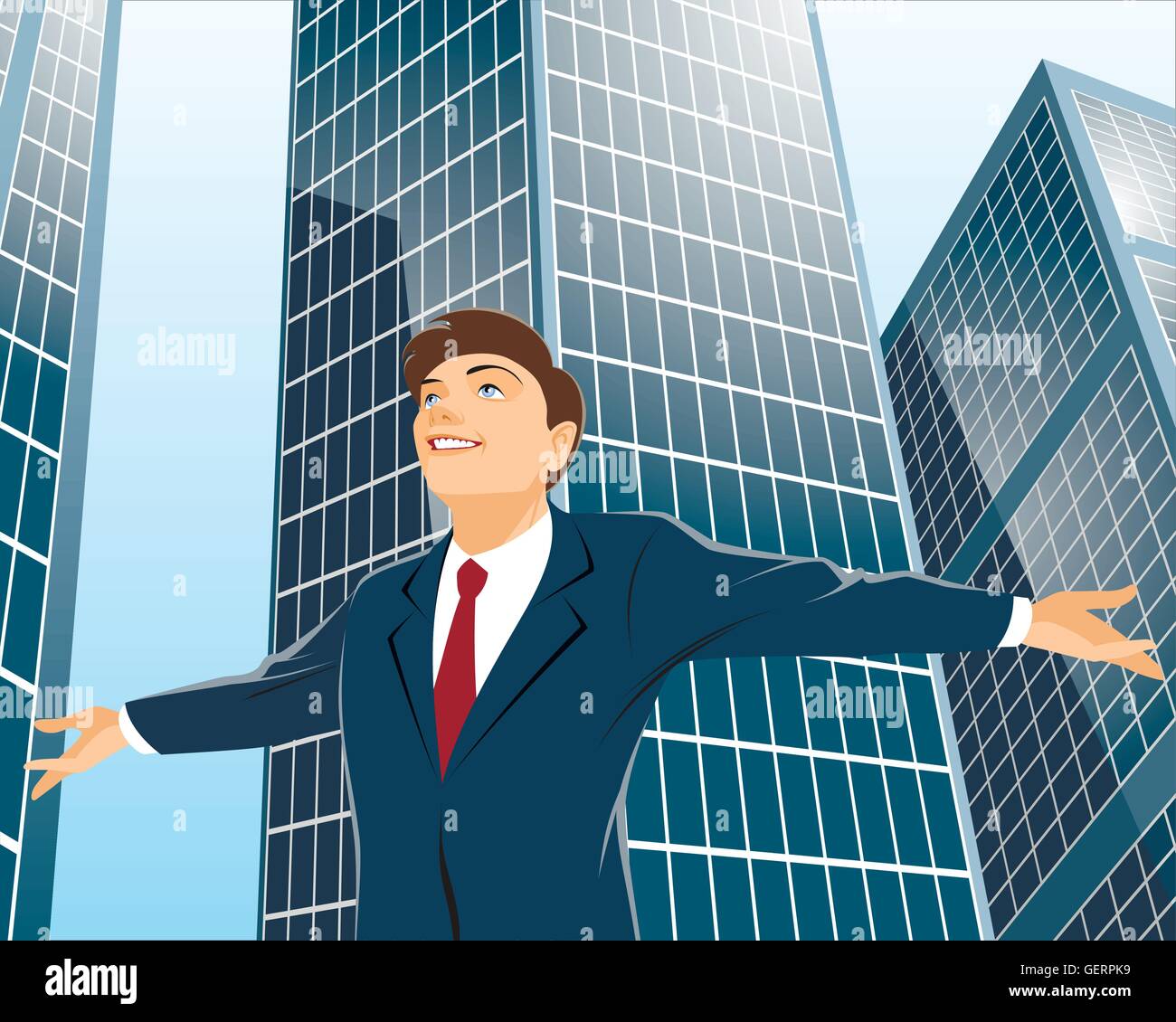 Vector illustration of a businessman with spread hands Stock Vector ...