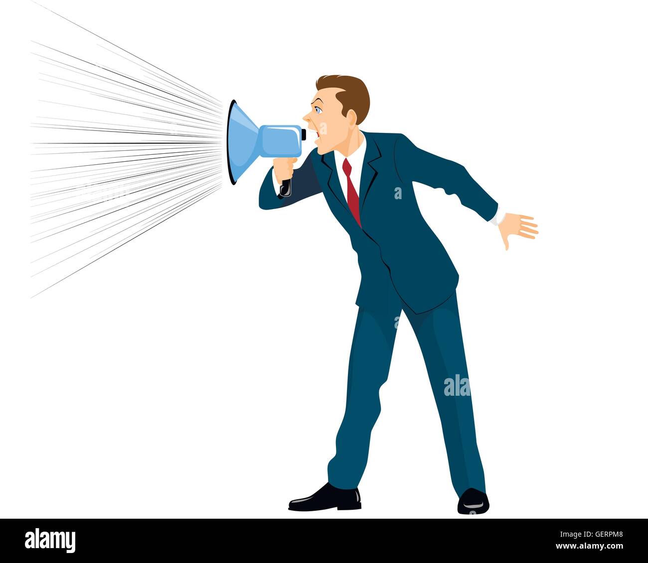 Vector illustration of a businessman shouting through a megaphone Stock ...