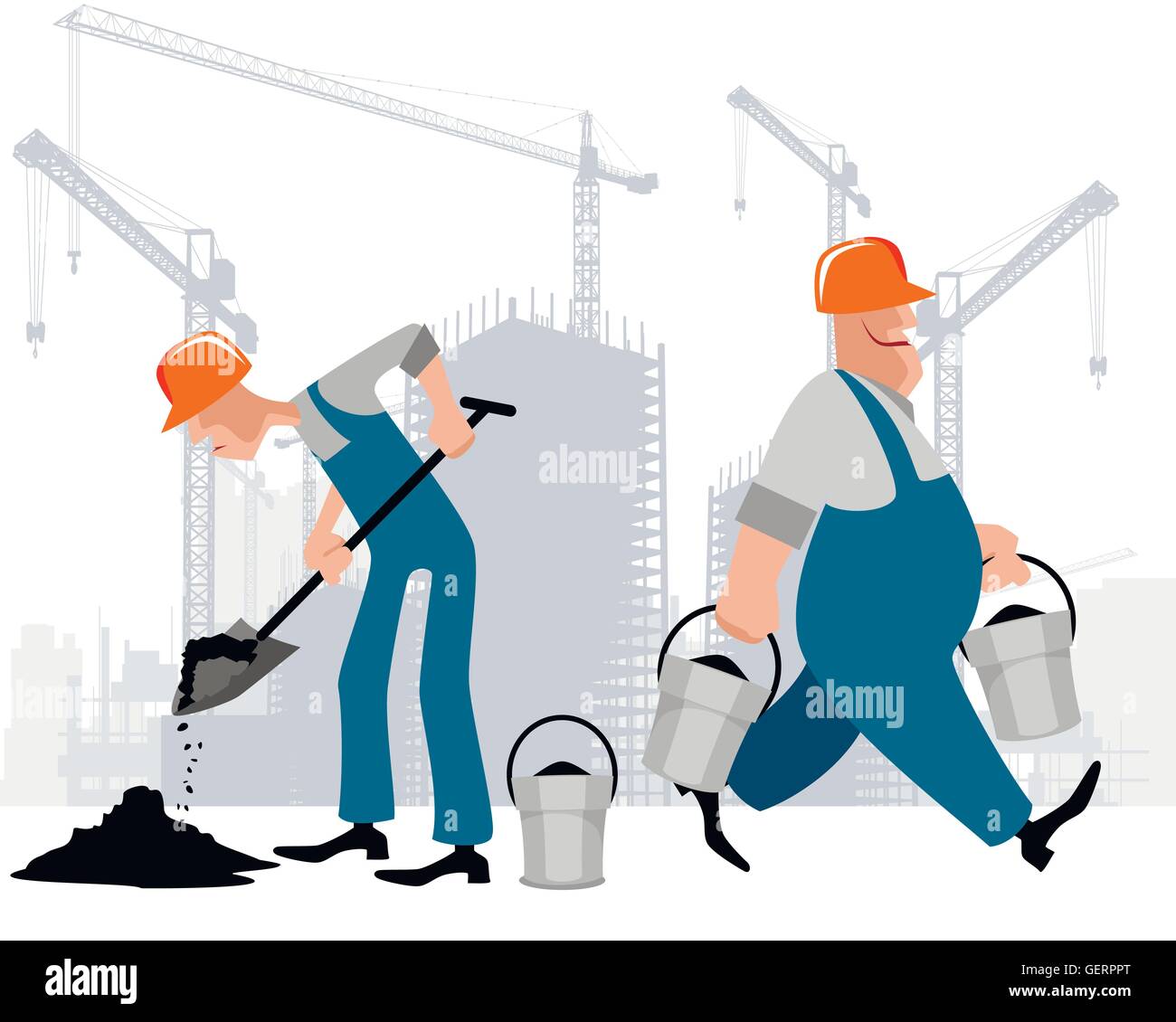 Construction site worker laying Stock Vector Images - Alamy