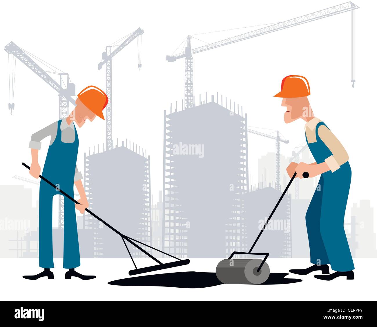 Construction site worker laying Cut Out Stock Images & Pictures - Alamy