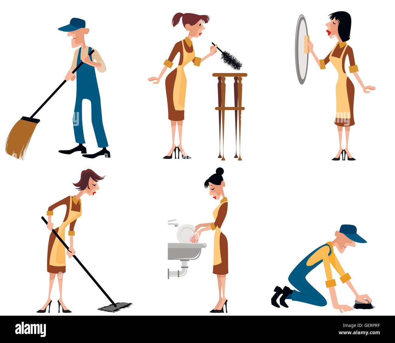 Vector illustration of a domestic staff set Stock Vector Image & Art ...