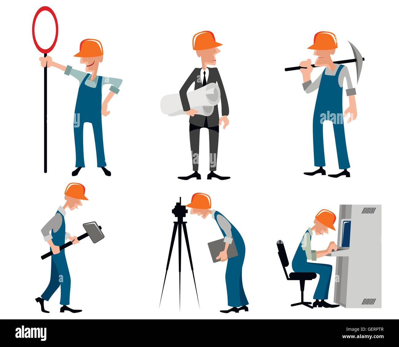 Vector illustration image of a six builders set Stock Vector Image ...
