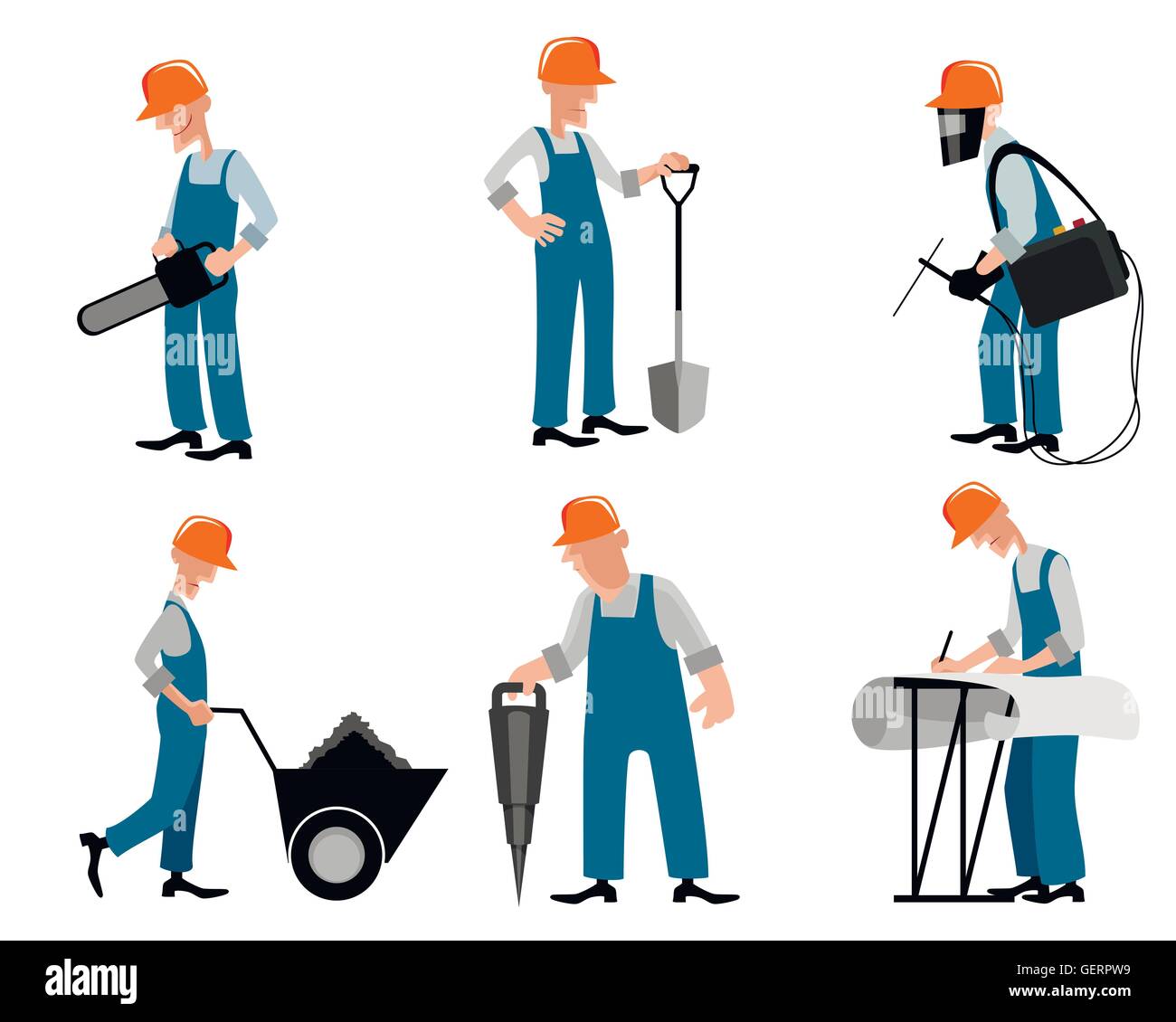 Vector illustration image of a six builders set Stock Vector Image ...
