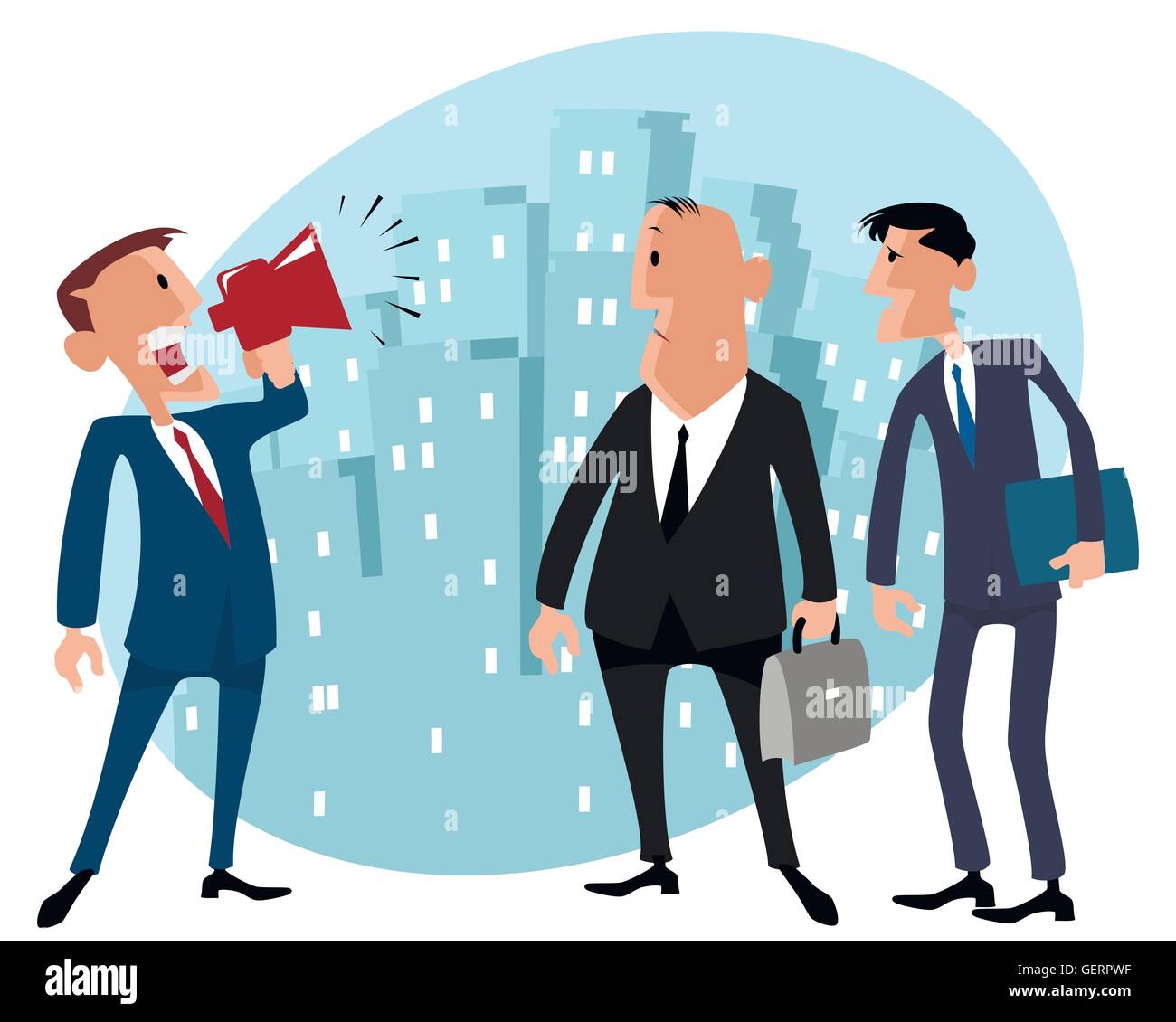 Vector illustration image of a three businessmen in the city Stock ...