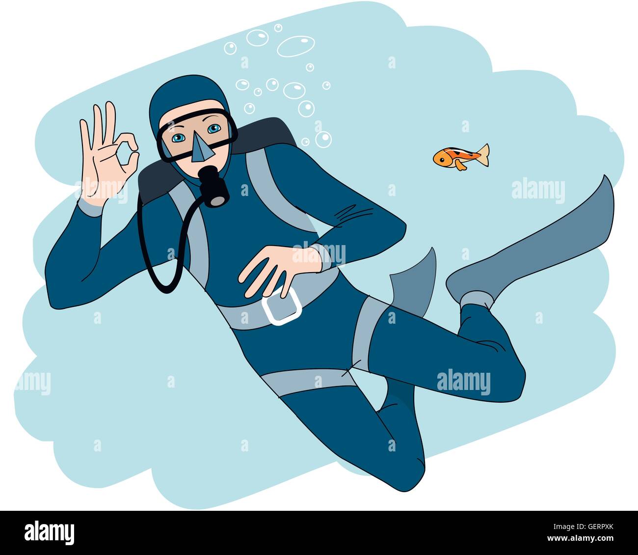 Cartoon illustration scuba diver boy hi-res stock photography and ...