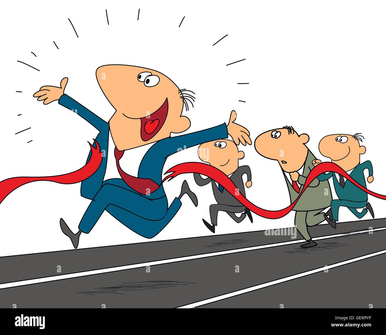 Vector illustration of a businessmen wins the race Stock Vector Image ...