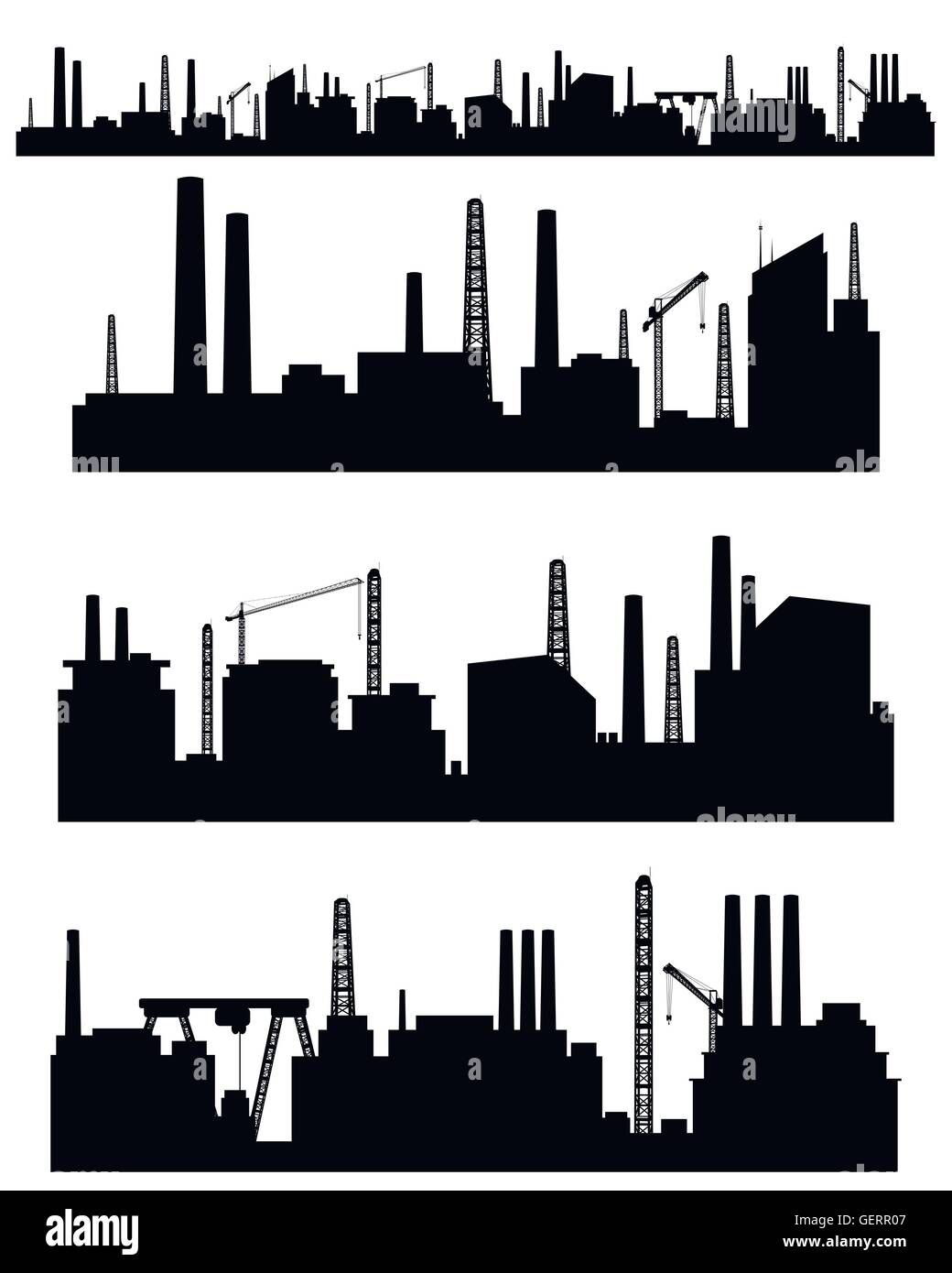 Vector illustration of a three factories silhouettes Stock Vector Image ...