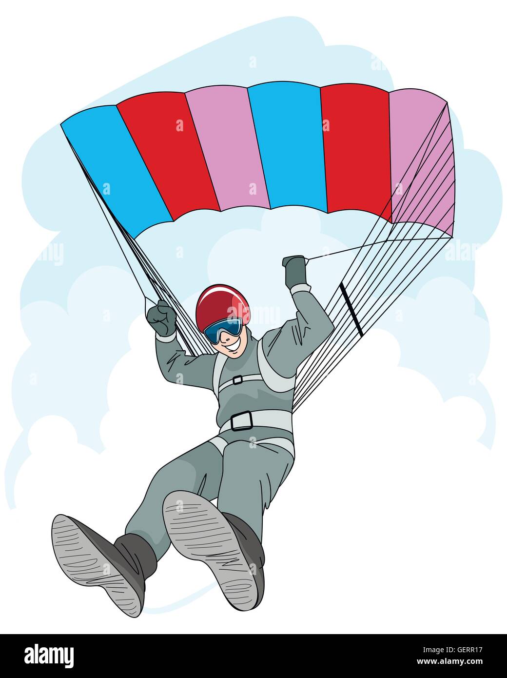 Vector illustration of a man jumping with parachute Stock Vector Image ...