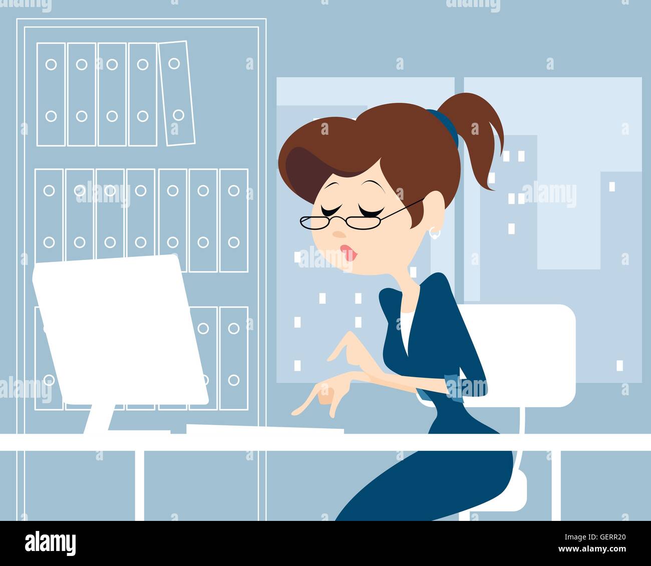 Woman typing text on computer Stock Vector Images - Alamy
