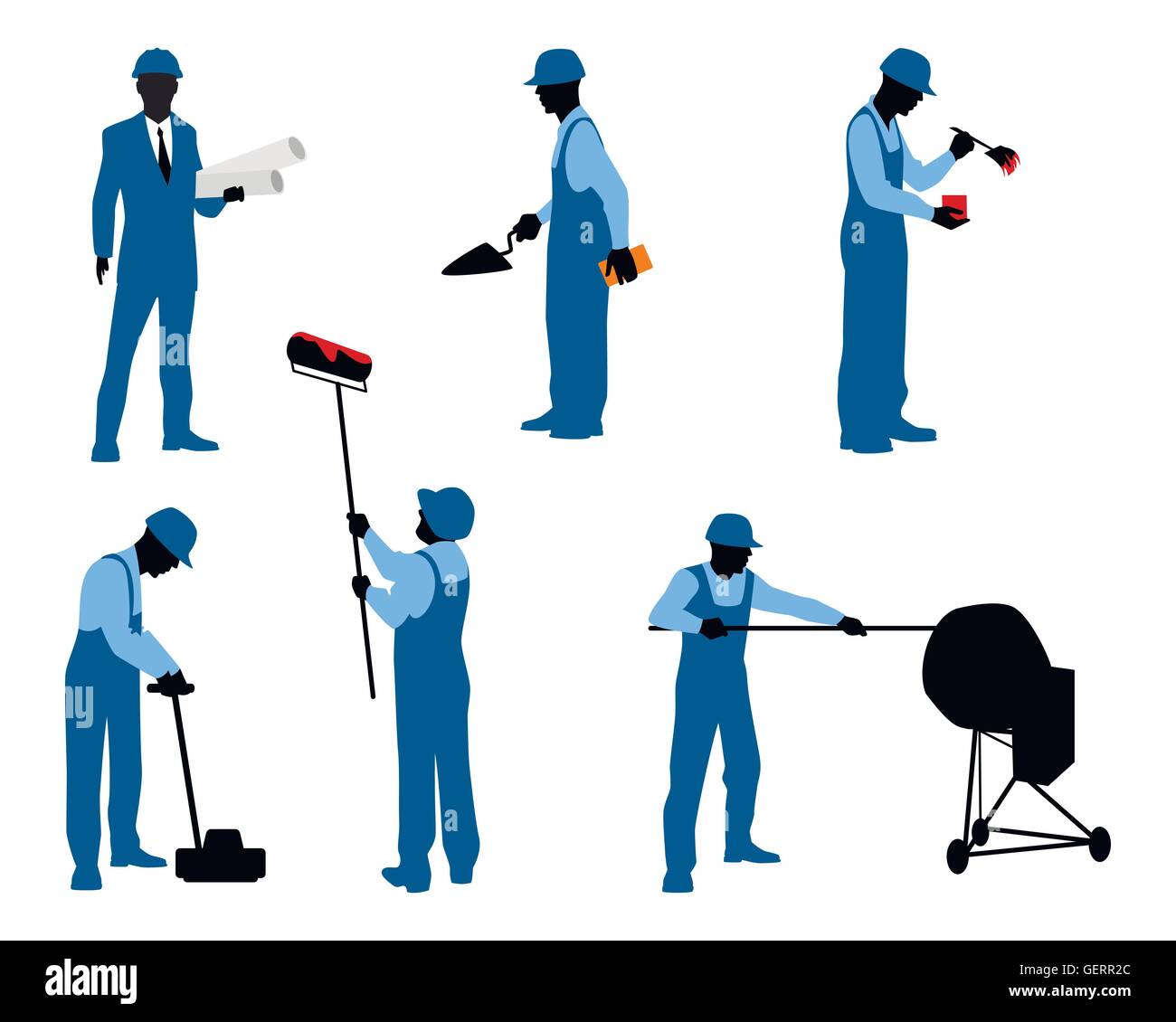 Vector illustration of a six different workers Stock Vector Image & Art ...