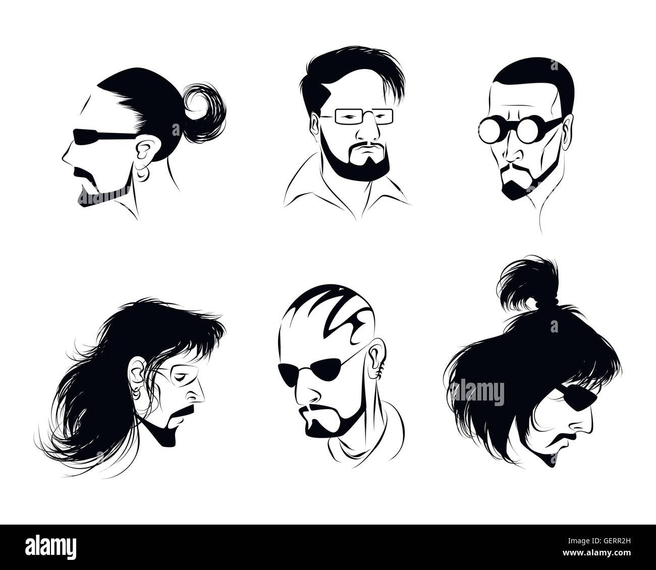 Vector illustration of a six mans faces Stock Vector Image & Art - Alamy