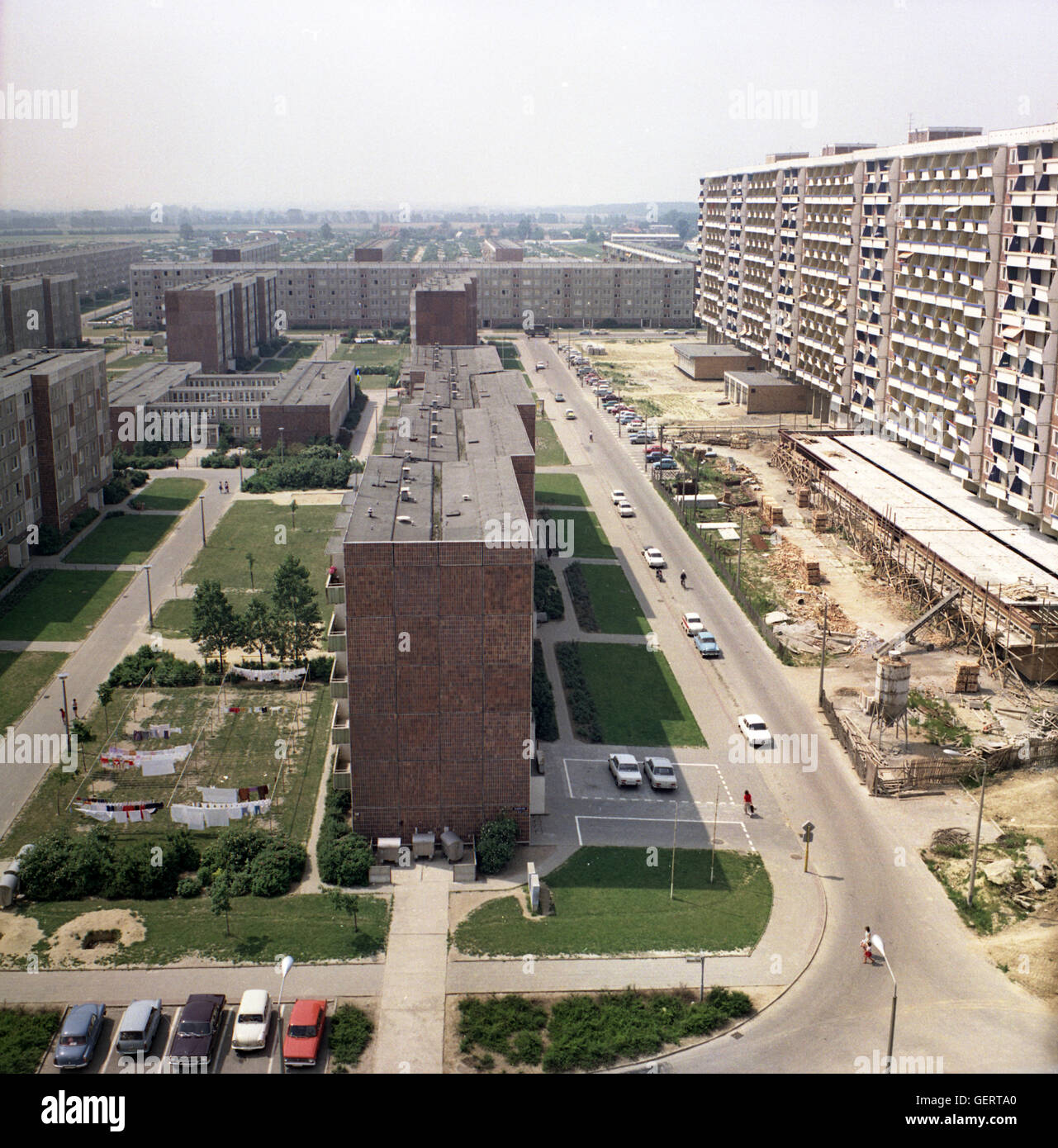 Rostock, DDR, prefabricated buildings in the Stockholm street Stock ...