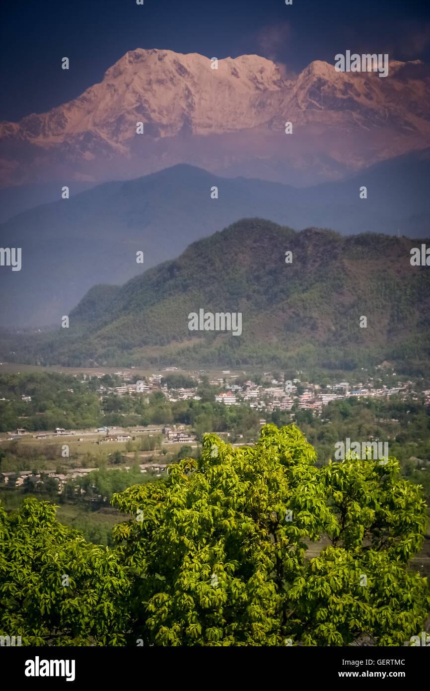 City of Pokhara and mount Machhapuchhre, Nepal Stock Photo - Alamy