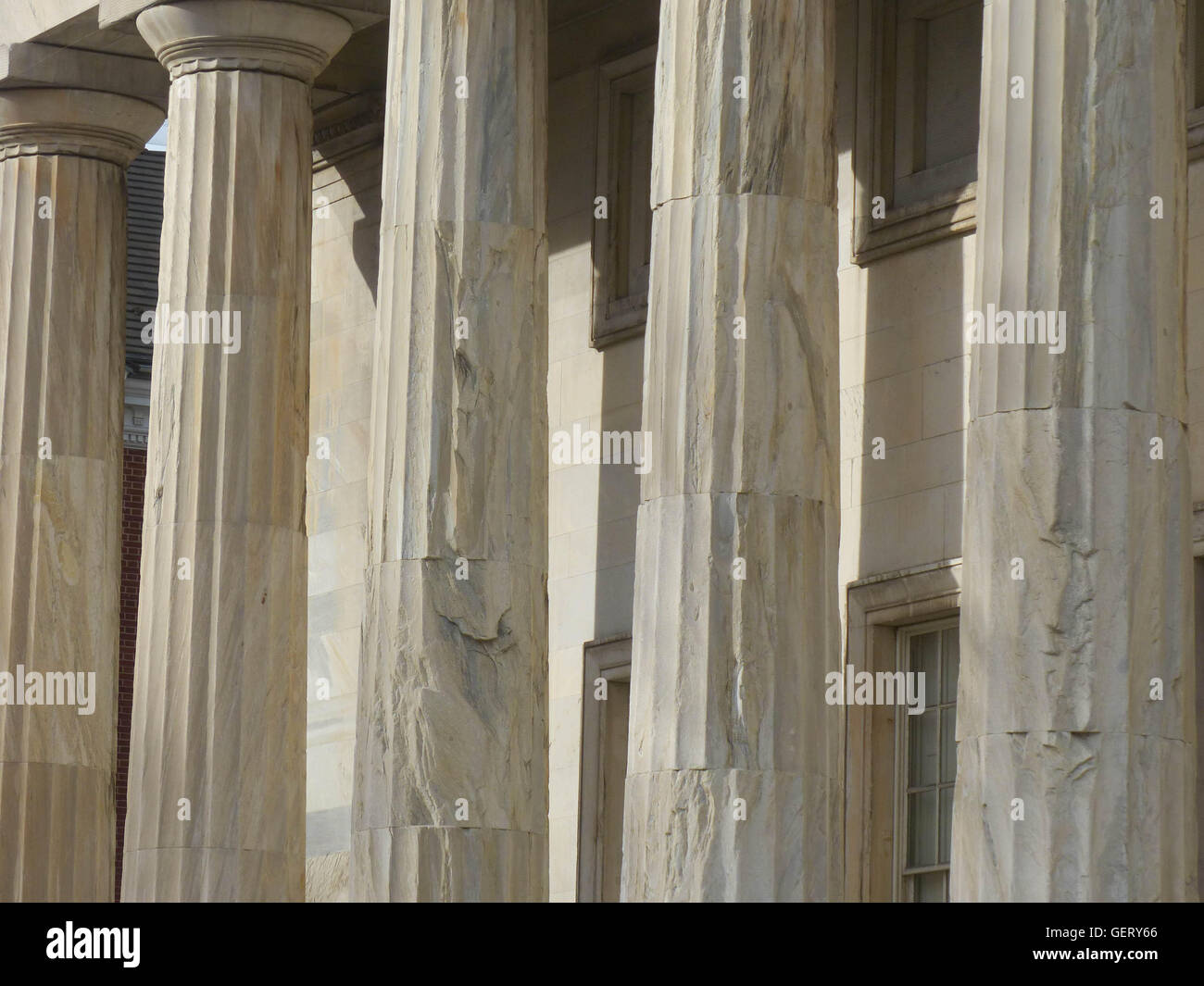 weather beaten columns from exterior of the first U.S.Treasury building ...