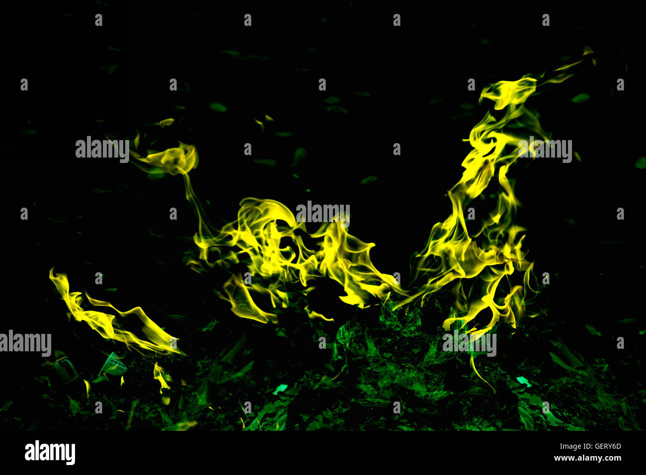 Burn fire green hi-res stock photography and images - Alamy