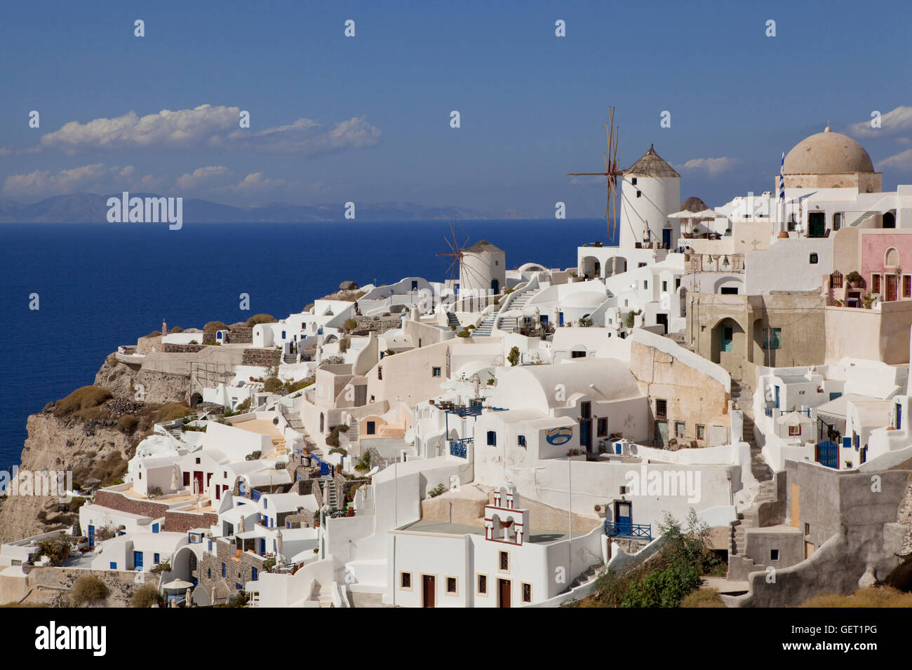 A view over the village of Oia from the castle lookout Stock Photo - Alamy
