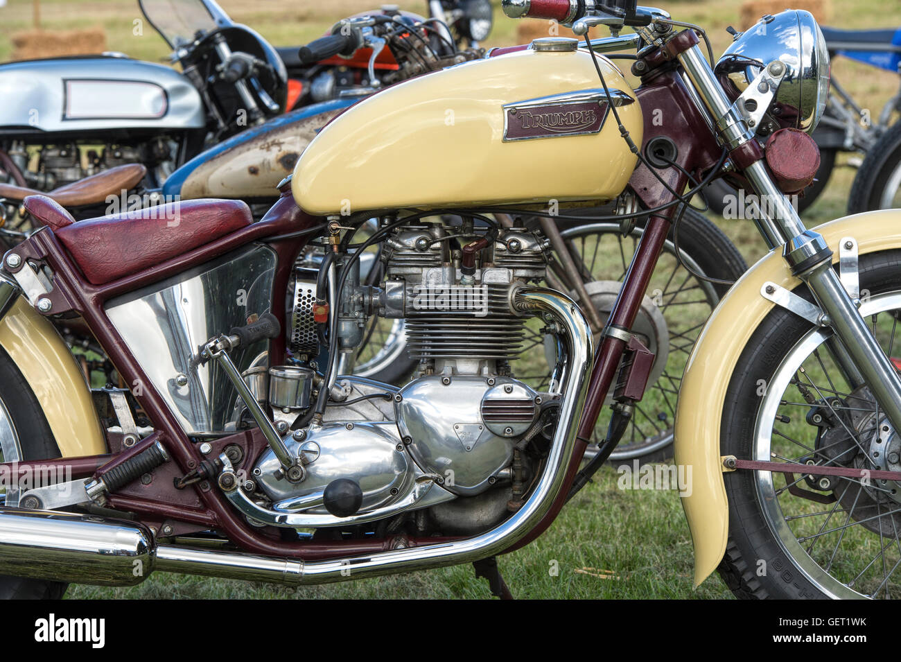 Custom Triumph motorcycle at Malle, The Mile Racing event. London ...