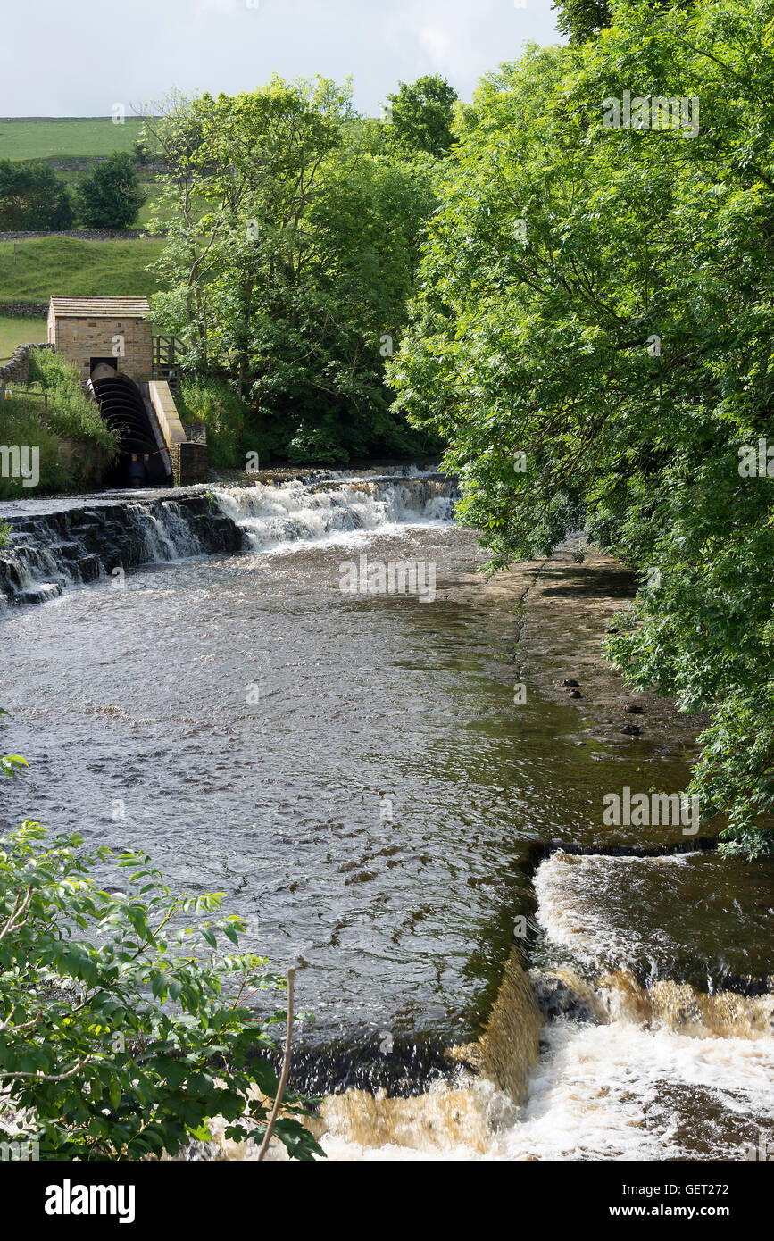 Waterfall and Archimedian Screw Turbine on the River Bain in Bainbridge ...