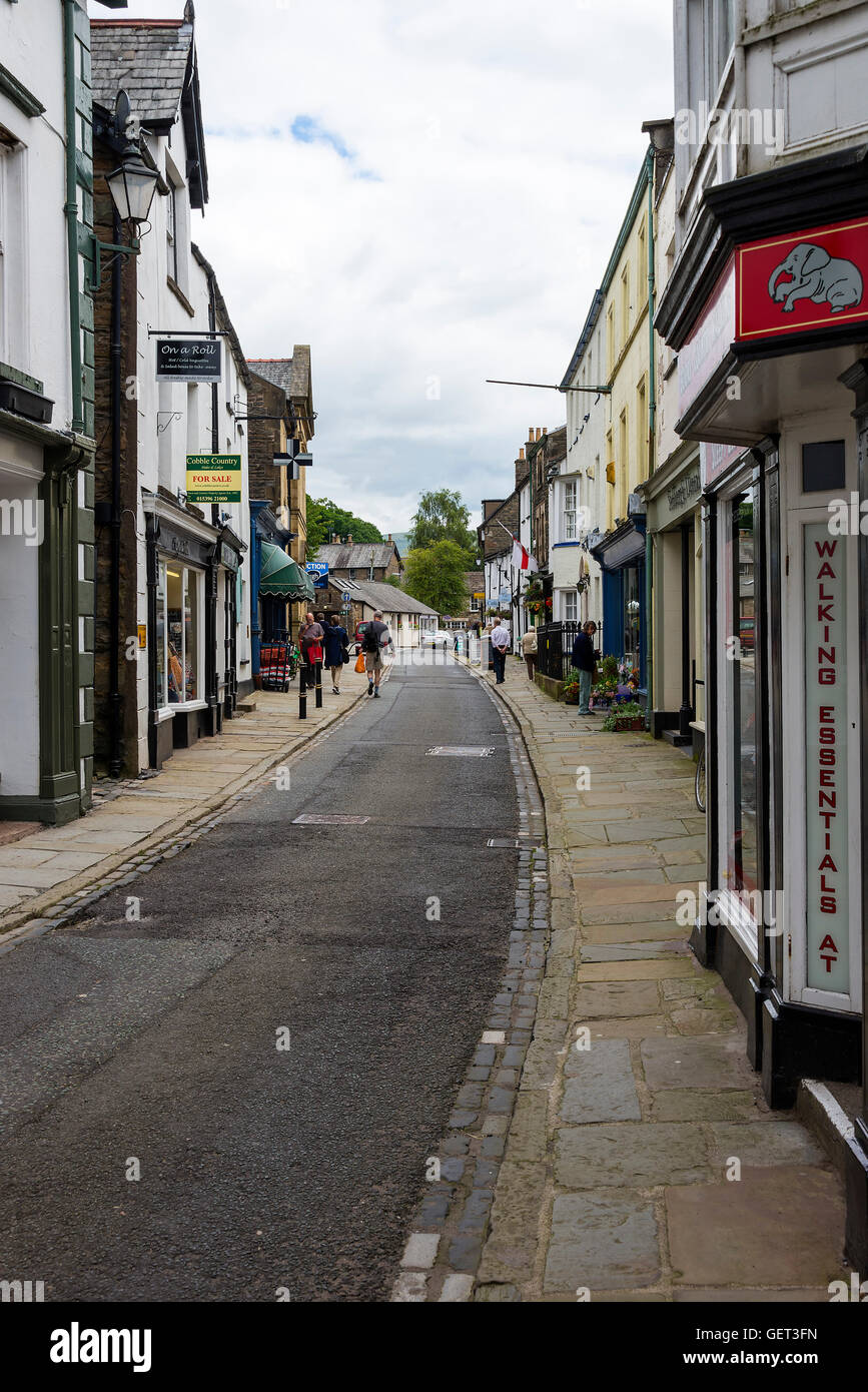 The Narrow Main Street in Sedbergh with Shops, Hotel and Office ...