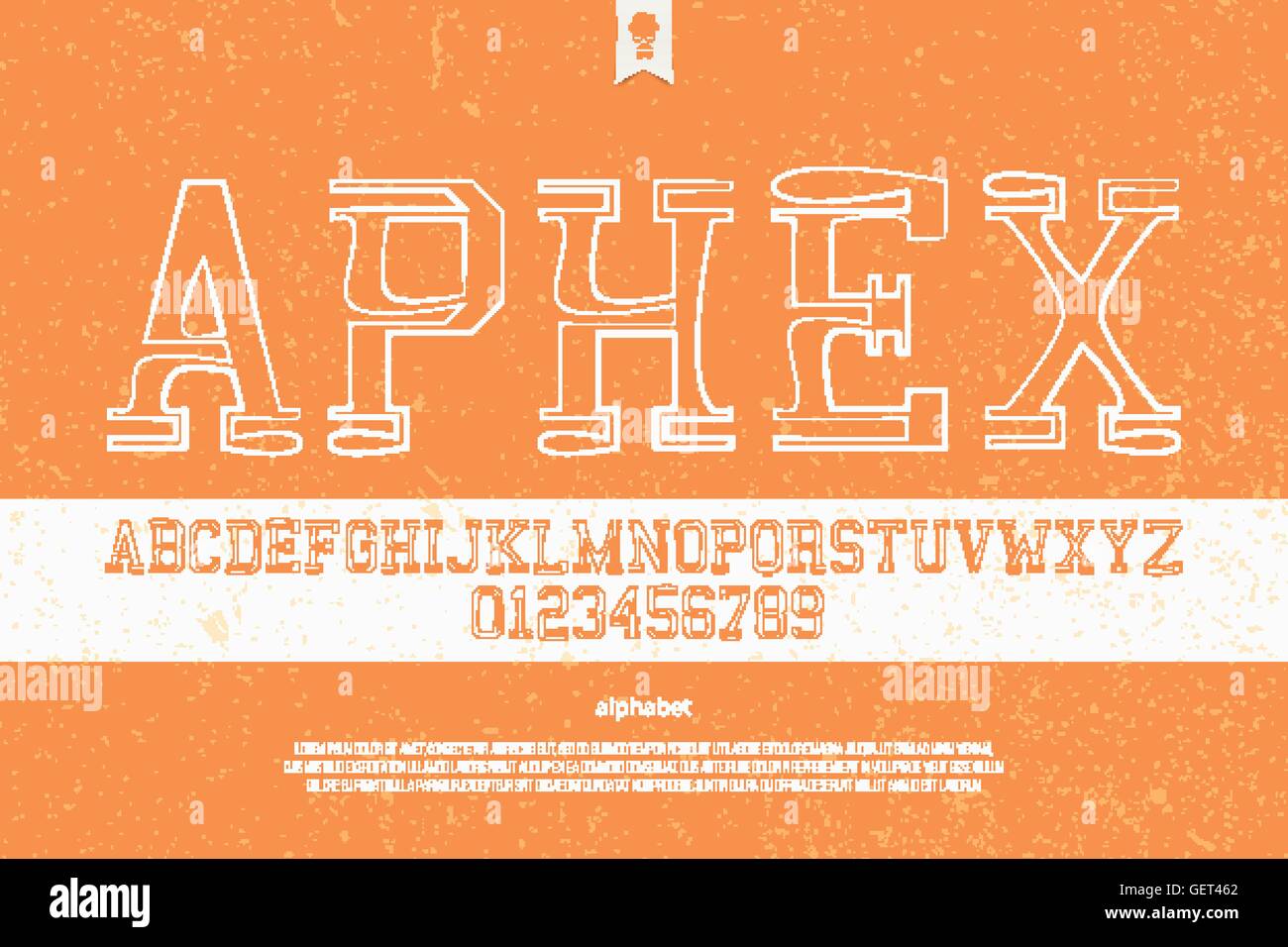 set of classical, hand drawn alphabet letters and numbers over paper ...