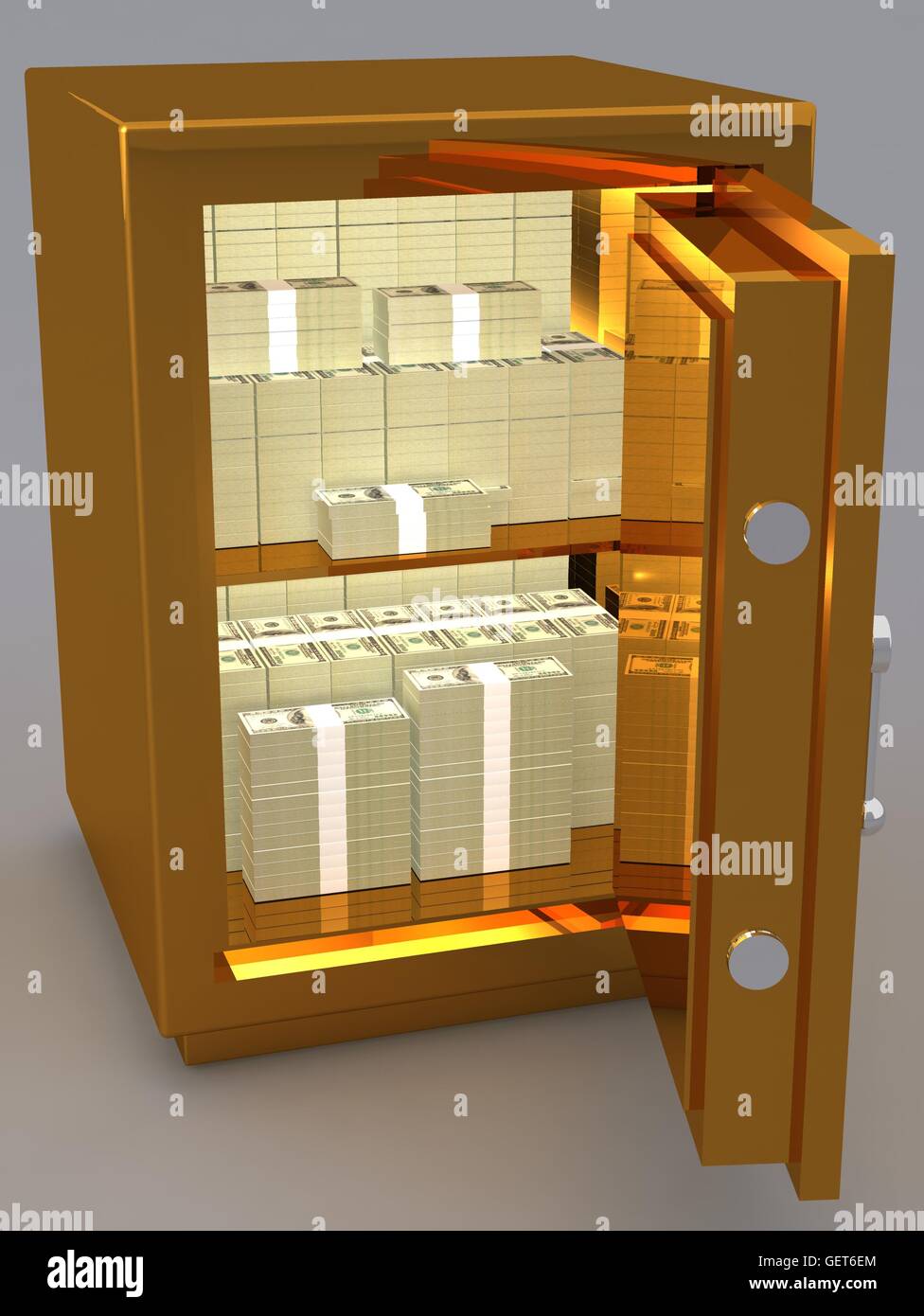 safe with dollars 3D illustration Stock Photo - Alamy